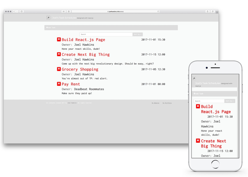 React Task Manager Webapp | joel.fm | joel.fm